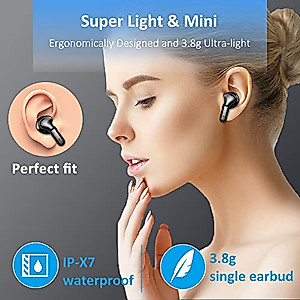 Wireless Earbud, Bluetooth 5.3 Headphones Bluetooth Earbud, Deep Bass Wireless Earphones in Ear Noise Cancelling Ear Buds 40H Dual Mic Call, USB-C LED Display IP7 Waterproof Headset for Sport-2022 New