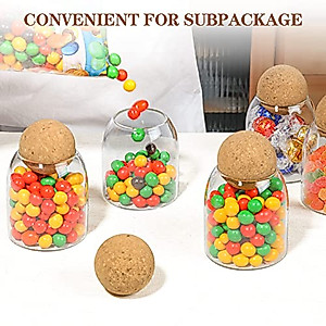 ComSaf 480ml/16Oz Glass Storage Container with Ball Cork, 3Pcs Glass Jar with Cork Lid, Round Cork Glass Bottle, Small Candy Jar with Wood Ball Lid for Food, Coffee, Sugar, Spice, Tea, DIY Decoration