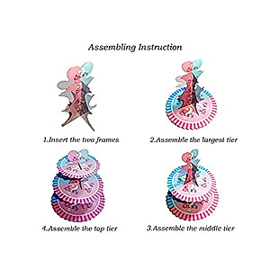 Risshine 3 Tier 12 Height Cardboard Cupcake Stand Donuts Dessert Tower for Baby Shower,Gender Reveal Party Decoration Supplies(Bule & Pink), Blue & Pink