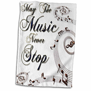 3D Rose May Never Stop with Musical Notes TWL_213981_1 Towel, 15" x 22", Multicolor