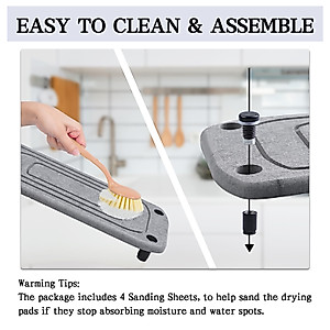 Yipem 2 Pcs Sink Caddy Instant Dry Sink Organizer Fast Drying Stone for Kitchen Counter, Diatomaceous Water Absorbing Stone Sink Tray Quick Dry Sink Stone for Home Decor