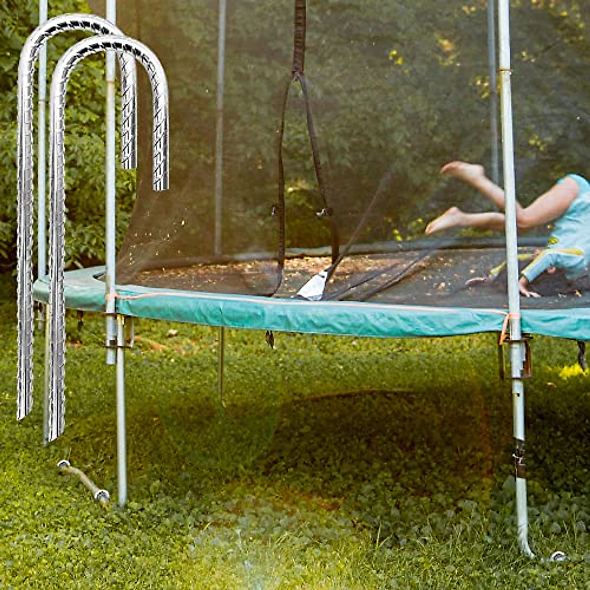 Pack 12 Galvanized Rebar Stakes Heavy Duty J Hook Anchor Stakes,Ground Anchors, Ground Stakes Tent Stakes Steel Ground Anchors, Heavy Duty Garden Stakes for Chain Link Fence