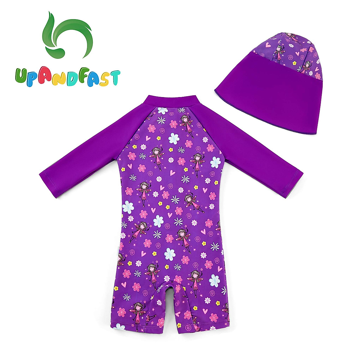 upandfast Baby Swimsuits UPF 50+ Sun Protection Long Sleeve One Piece Zip Swimwear(Purple, 6-9 Months)