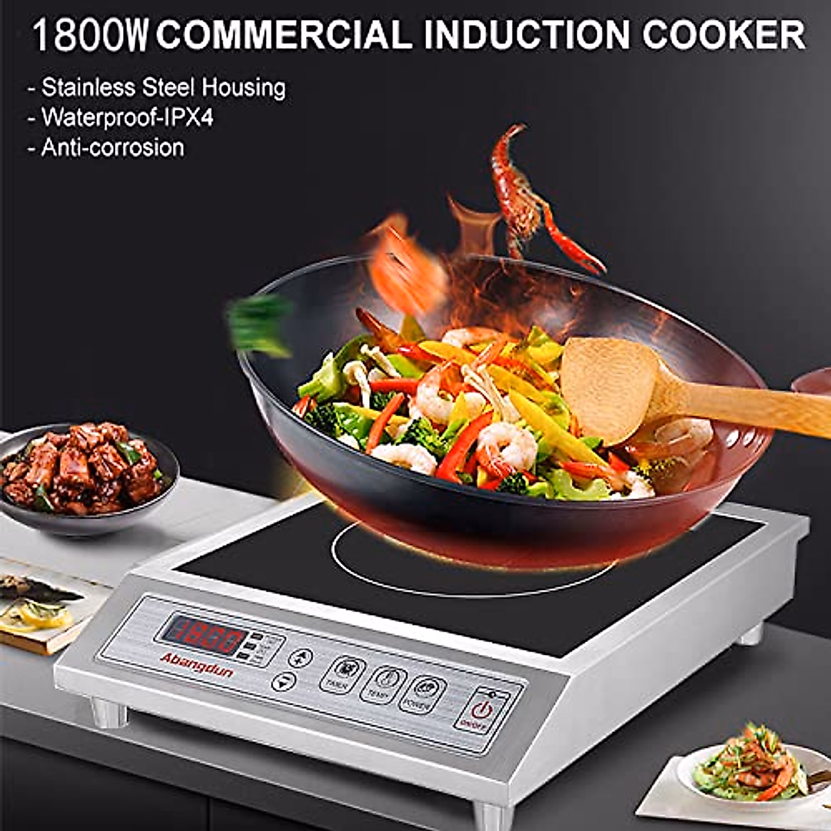 1800W/120V Commercial Range Countertop Burners Commercial Induction Cooktop Hot Plate Portable Electric Stove for Cooking Abangdun