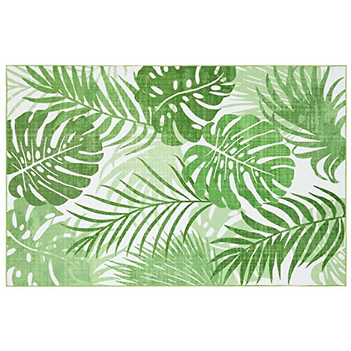 RUGSREAL 5x7 Area Rug for Living Room Low Profile Palm Tree Leaf Area Rug Large Throw Carpet Indoor Machine Washable Rug for Bedroom Kitchen Patio Home Decor, 5' x 7' Green