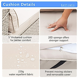 8-Piece Wicker Patio Furniture Set, Outdoor Conversation Set Sectional Sofa with Water Resistant Thick Cushions and Coffee Table, Grey