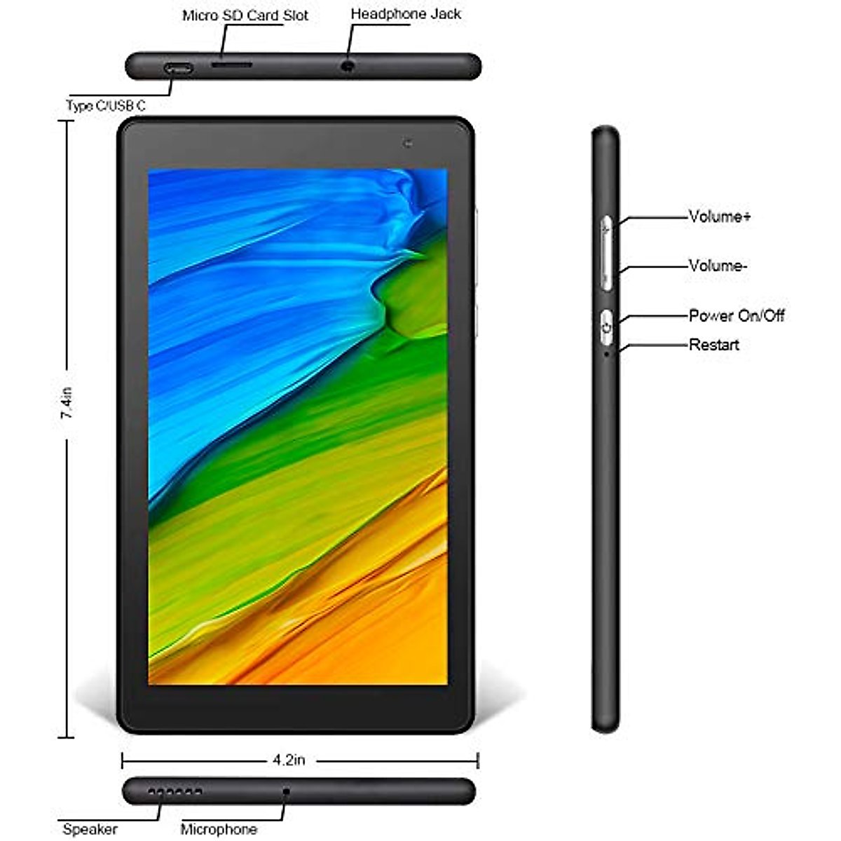 PRITOM 7 inch Tablet 32 GB -Android 11 Tablet PC with Quad Core Processor, HD IPS Display, Dual Camera, WiFi, Bluetooth, Tablet with Case, 2022