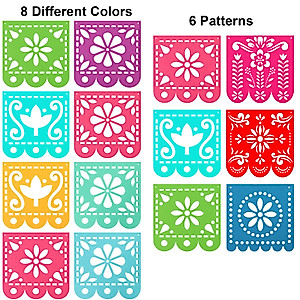 Qpout 2 Mexican Fiesta Party Decorations Banners, Felt Cinco de Mayo Decorations Banner, Day of the Dead Decor Papel Picado Banner, Dia De Los Muertos Garlands, Fiesta Birthday Baby Shower Flags