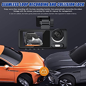 3 Cameras Dash Cam Multi-Language Clear Car Rearview Mirror Car Video Recording Camcorder Wide Angle Car Camera Recorder Auto ty Driving Recorder