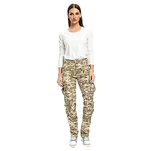 Mesinsefra Womens Cargo Pants with Pockets, Outdoor Casual Ripstop Military Combat Construction Work Pants Camo S - 8
