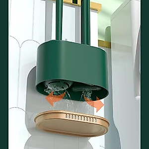 Toilet Brush and Plunger Set,3 in 1 Toilet Bowl Brush Plunger Set with Ventilated Holder for Deep Cleaning, Bathroom Cleaning Combo with Modern Caddy Stand (Green)