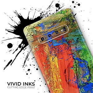 DesignSkinz Abstract Bright Primary and Secondary Colored Oil Painting Protective Vinyl Decal Wrap Skin Cover Compatible with The Samsung Galaxy S20 (Screen Trim & Back Glass Skin)