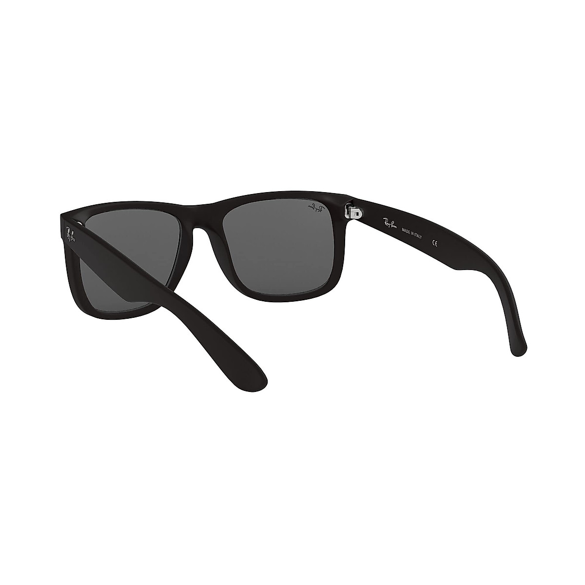Ray-Ban RB4165F Justin Low Bridge Fit Rectangular Sunglasses, Rubber Black/Grey Mirrored Silver, 58 mm
