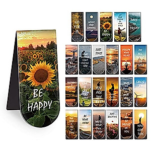 Magnetic Bookmarks,46PCS Inspirational Slogan Nature Scenery Pattern Bookmarks, Encourage Yourself Book Mark for Book Lovers,Women, Man, Kids,Gift, Tudents, Teachers, School, Home(2.4 x 1 inch)