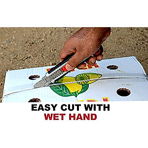 Kutir Retractable Box Cutter Utility Knife - Easy Self Loading Zinc-Alloy Heavy Duty Carpet, Rope, Cardboard Comfortable Handle Knive, 4 Sharp Rust Proof Razor Snap-Off Blades Set - Metal Safety Lock