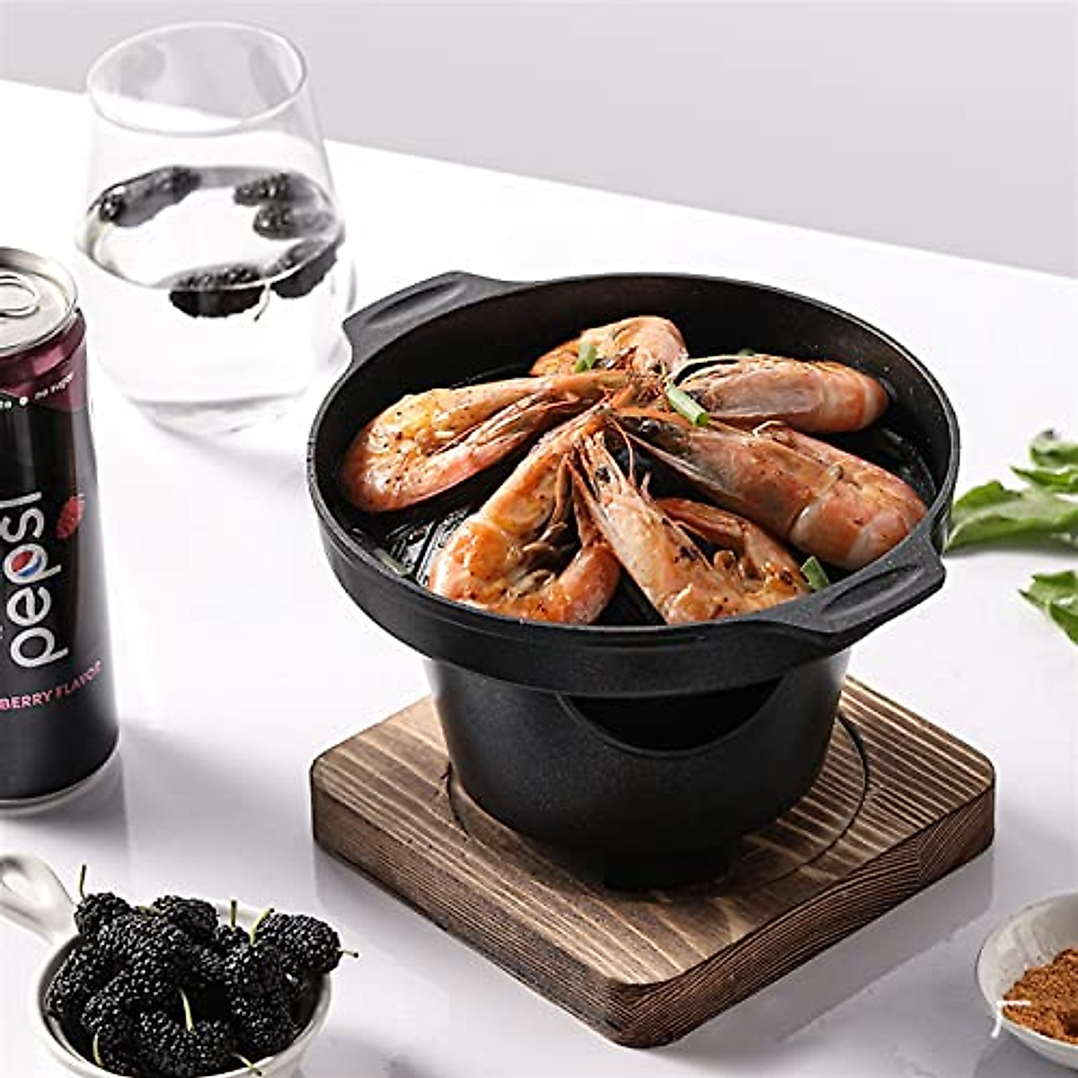 GEEKLLS Charcoal grills Mini Barbecue Oven Grill One Person Cooking Home Wooden Frame Alcohol Stove BBQ Outdoor Garden Party Roasting Meat Tool