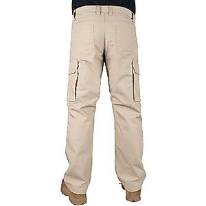 LAPG Men's Urban Ops Tactical Pants, Gusseted Crotch Lightweight Cargo Pants, Elastic Waistband Ripstop Work Pants, Water & Stain Resistant Pants for Men, Sierra, 36W x 32L