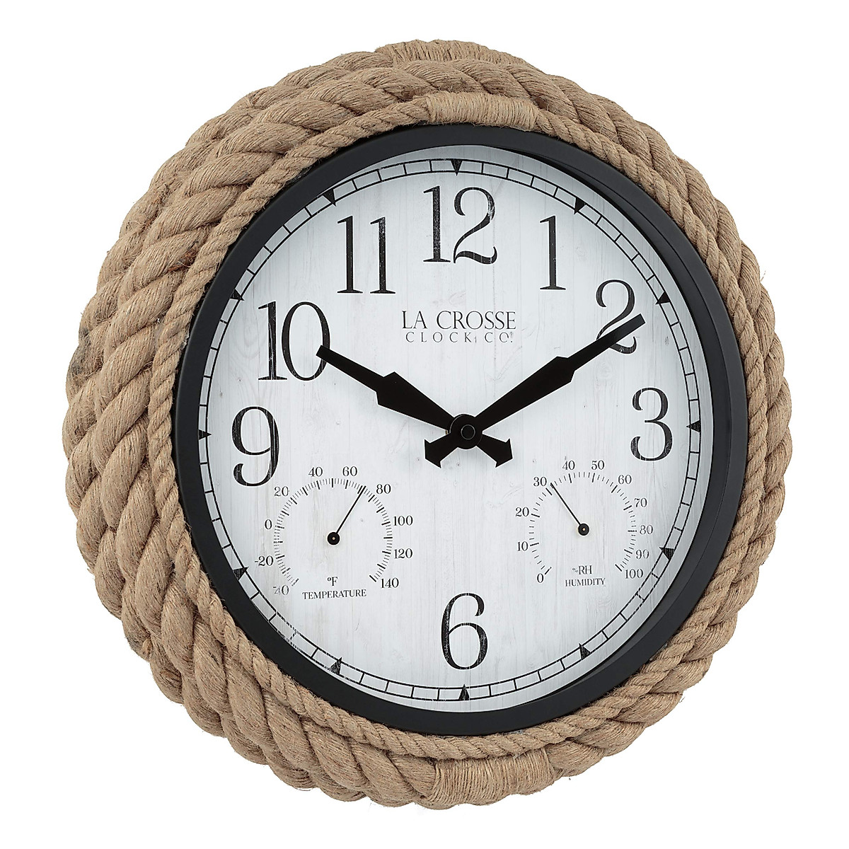La Crosse Clock 433-3836 14-inch Rowan Indoor/Outdoor Rope Analog Quartz Wall Clock