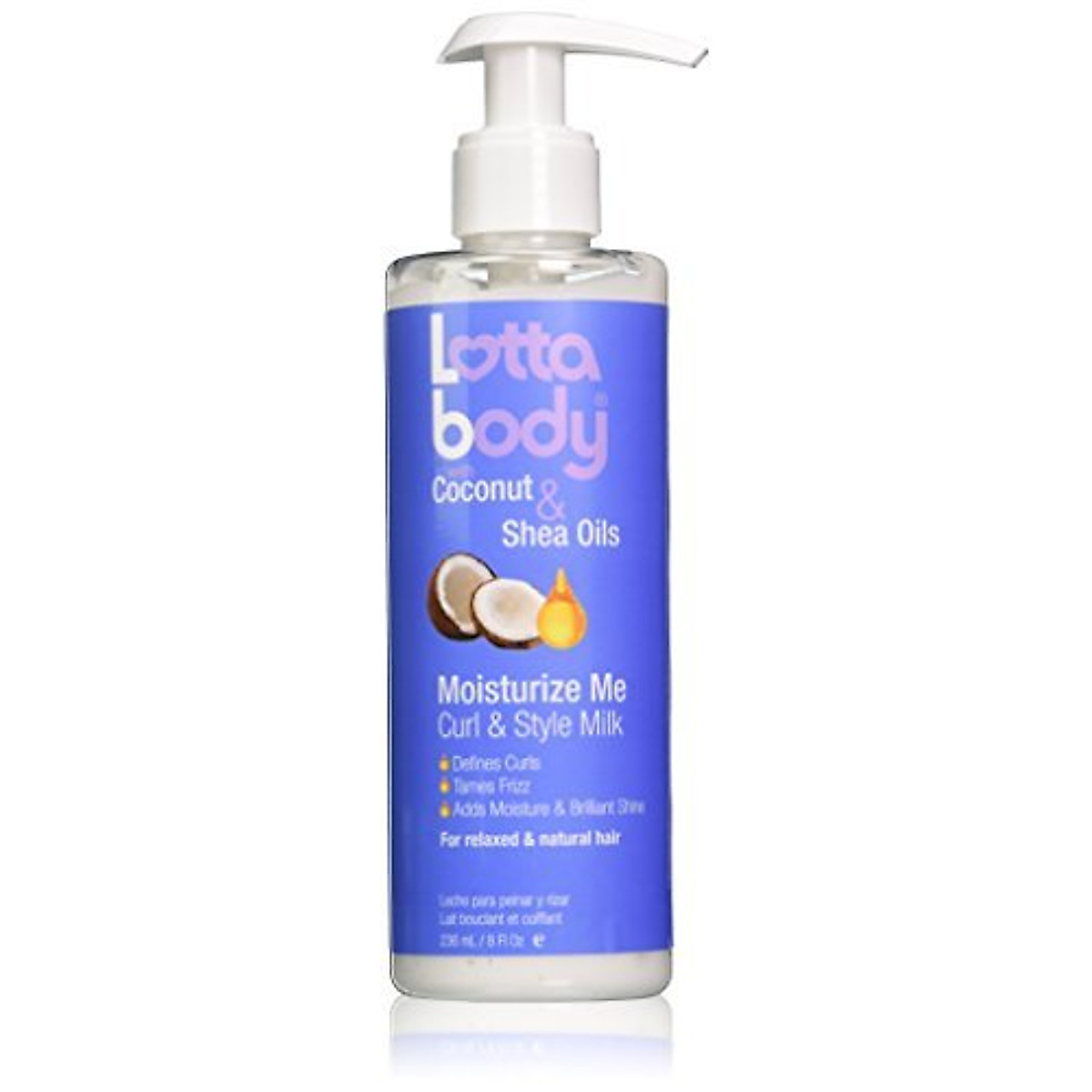 Lottabody, Coconut Oil and Shea Moisturize Me Curl & Style Milk, Defines Curls, Anti Frizz, Adds Moisture & Shine 8 Fl Oz