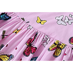 SMILING PINKER Little Girl Dresses Summer Butterfly Kids Toddler Cotton Sundress (Pink, 5 Years)