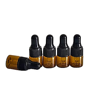 BEGIKET 50 Pack Amber Glass Mini Dropper Bottles,1ML Amber Essential Oil Dropper Bottle for Travel Test Sample Perfume (1ML)