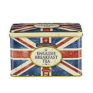 New English Teas Union Jack Tea Tin with 40 English Breakfast Teabags, British Souvenir