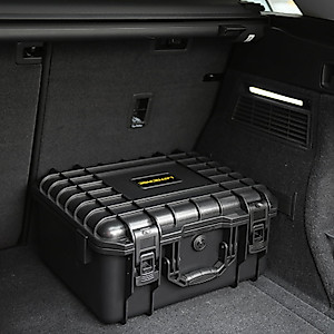 Air Compressor Waterproof Hard Case Compatible with Milwaukee M18 Inflator 2848-20, Air Pump Carrying Bag for Milwaukee Tools, Storage Holder for Battery Pack 18V 3.0 to 6.0 Ah - Black (Only Case)