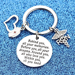 FEELMEM Registered Nurse Jewelry RN Keychain RN Gift RN Nurse Nursing Graduation Gift Behind You All Your Memories RN Jewelry