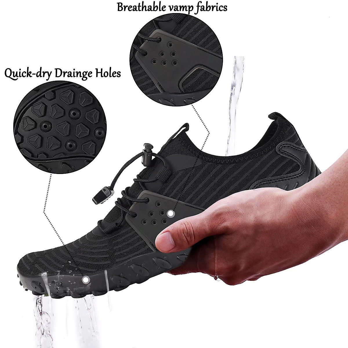 MAYZERO Men Water Shoes Women Barefoot Quick-Dry Aqua Shoes Surf Beach Pool Swim Shoes Wide Toe Lake River Hiking Kayaking Boating Water Socks