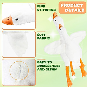 Conagel 2 Pcs 35.4 inch 19.6 inch Goose Stuffed Animal Toy Plush White Swan Throw Pillow Soft Goose Swan Pillow for Sleeping Bedding Home Decor, 2 Size