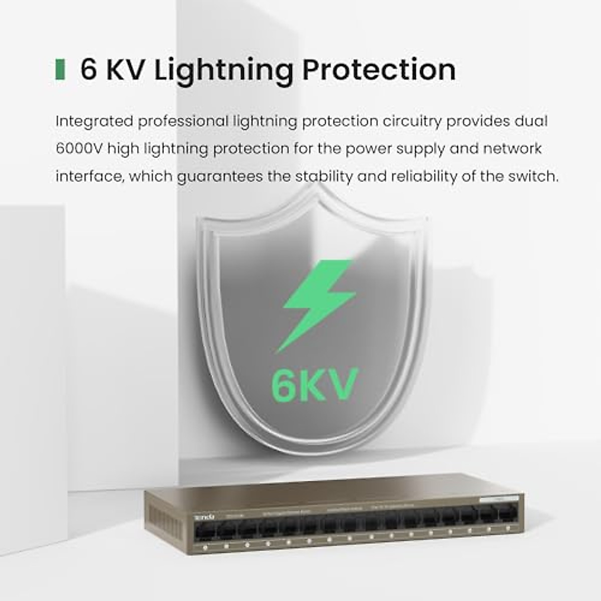 Tenda TEG1016M, 16 Port Gigabit Switch, Unmanaged Ethernet Switch with Traffic Optimization, Plug & Play, Fanless & Metal Design Network Switch, Limited Lifetime Protection