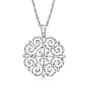 Ross-Simons Italian Sterling Silver Filigree Medallion Pendant Necklace