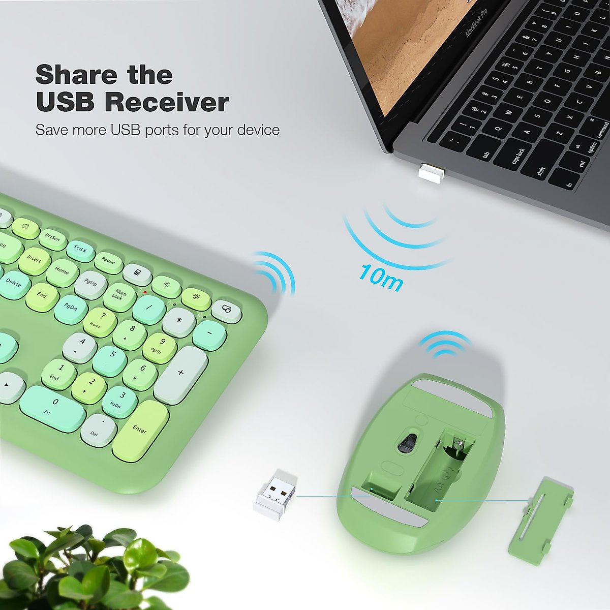 MOFII Wireless Keyboard and Mouse Combo Silent, Slim Compact 2.4G USB Full Size Wireless Mouse and Keyboard Combo, Cute 110 Keys Keyboard for PC, Notebook, MacBook, Tablet, Laptop, Windows System
