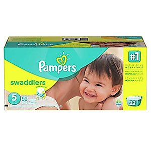 Pampers Swaddlers Disposable Diapers Size 5, 92 Count, GIANT ( Designs May Vary ) (Packaging May Vary)