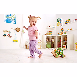 Hape Walk-A-Long Snail Pull Toy |Award Winning Toddler Wooden Push and Pull Toy with Removable Color