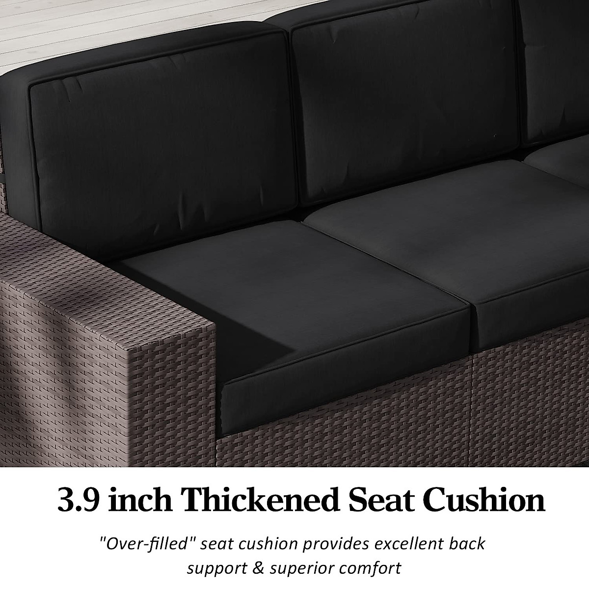 LayinSun Outdoor Patio Furniture Set 6 Pieces Sectional Conversation Sofa Set Brown Rattan Sofa Set with Coffee Table