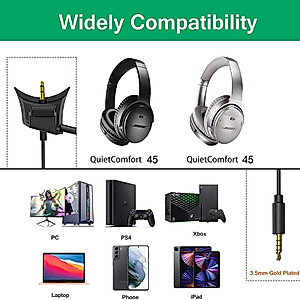 QC45 Boom Microphone Cord Upgraded Professional Gaming headset Cable with Mute Switch Compatible with Bose QuietComfort45& QC 45 Noise Cancelling Headphone, Work for PS4 PS5 Xbox One Controller
