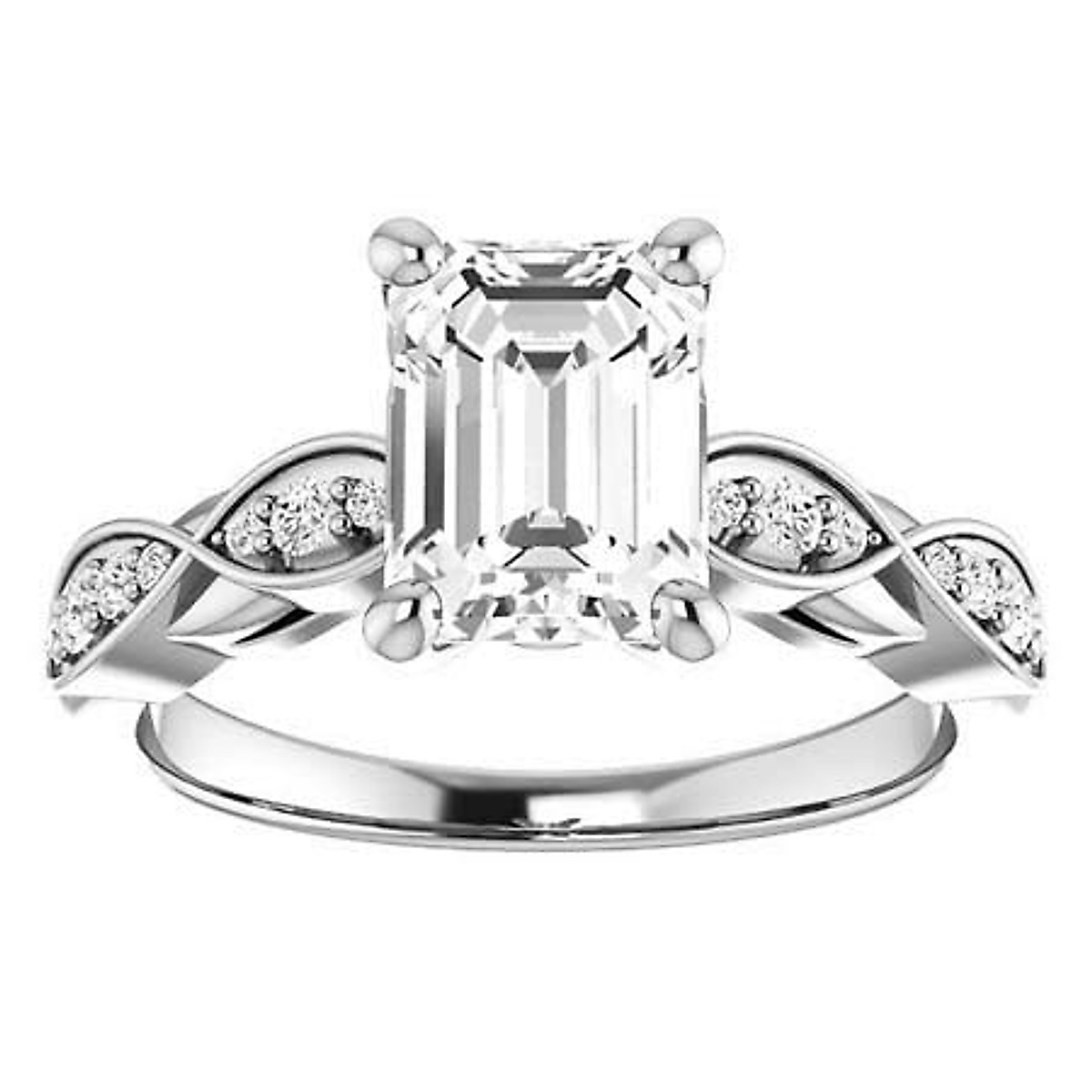 JEWELERYN 4 CT Emerald Colorless Moissanite Engagement Ring Set for Women/Her, Wedding Bridal Ring Set, Eternity Sterling Silver Solid Diamond Solitaire Prong Anniversary Promise Gift for Her (4.5)