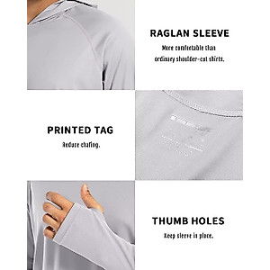 Boladeci Mens Summer Shirt Fishing Hoodie UPF 50+ UV Protection Sun Shirts Long Sleeve Cooling SPF Rash Guard Tops Tee T-Shirts Swim Shirts M Gray