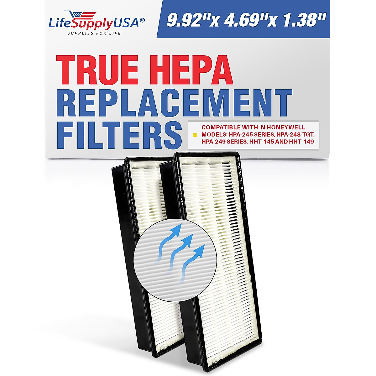 Replacement HEPA Filter Fits N Honeywell Air Purifier Models: HPA-245 series HPA-248-TGT HPA-249 series HHT-145 and HHT-149 (2-Pack)