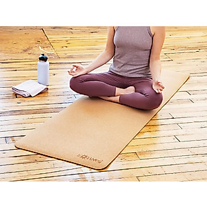 Sol Living Natural Cork Yoga Mat Yoga Mat Stretching Pilates Meditation Exercise Mat Gym Equipment Non Slip Portable Travel Yoga Accessories Foldable Workout Mat - 24" x 72"