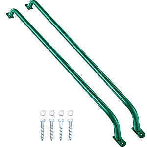 Lounsweer 2 Pieces Playground Accessories Metal Green Safety Handles Playhouse Ladder Handle Long Green Grab Handle Bars for Treehouse, Jungle Gym, Rock Climbing Wall, Playground (37 Inch)