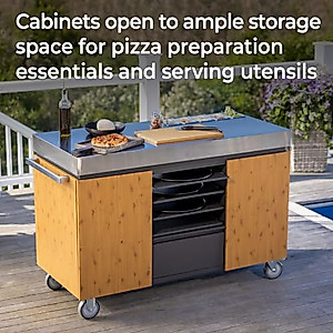 Everdure Pizza Oven Station - Preparation Cart with Stainless Steel Countertop, Four Slide Out Shelves, On Wheels for Portability
