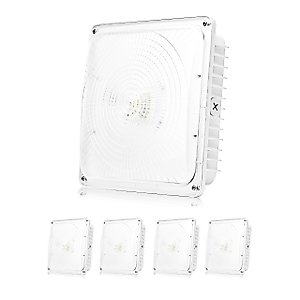 PARMIDA (4 Pack) LED Canopy Light, 45W, 0-10V Dimmable,110-277VAC, IP65 Waterproof, ETL-Listed, 5000K (Day Light), 9.6" x 9.6" Street, Area & Outdoor Lighting, White