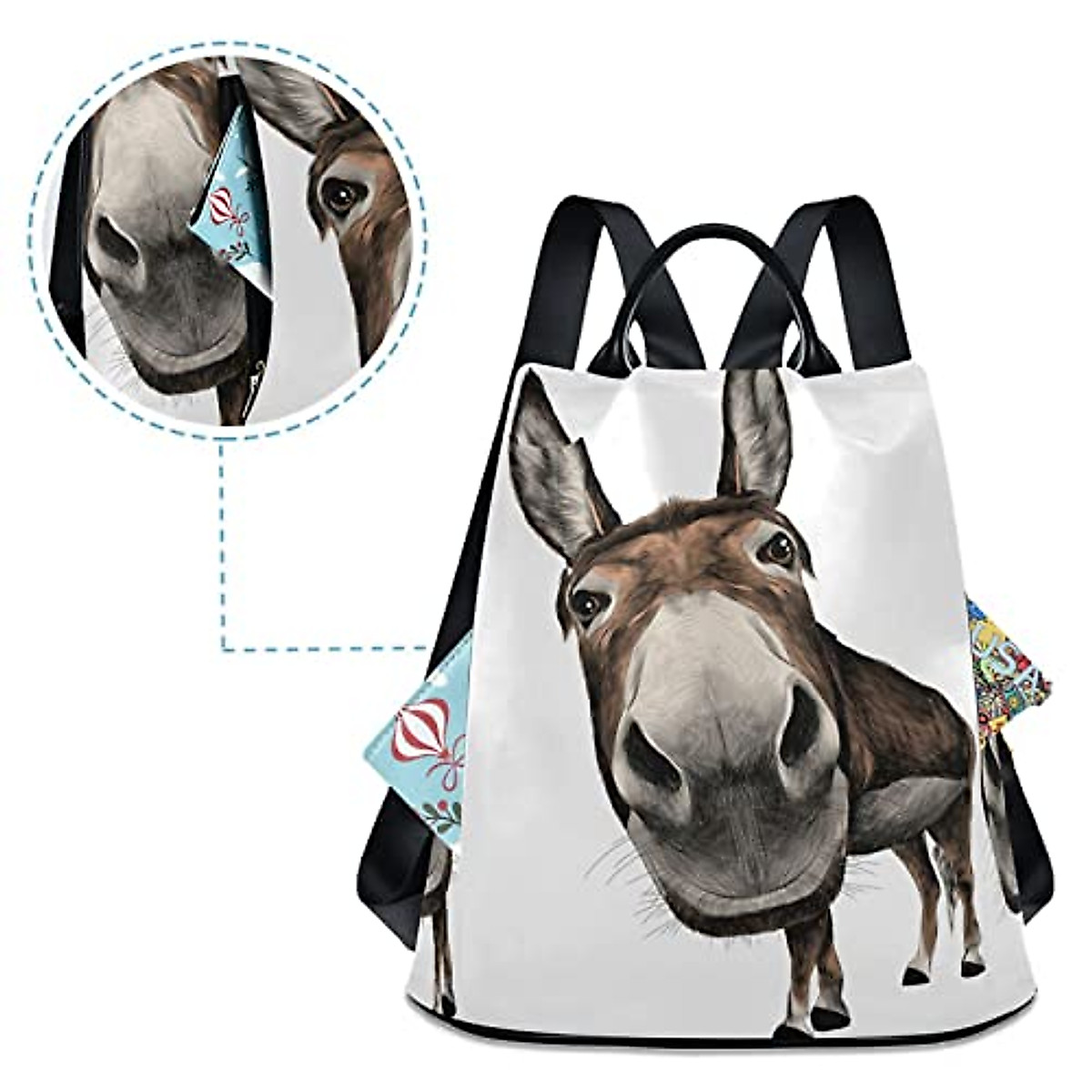 OTVEE Funny Donkey Animals Backpack Purse for Women Anti-theft Fashion Ladies Back Pack Casual Travel Bag