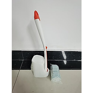 JEHONN Disposable Toilet Bowl Cleaner Wand with 40 Cleaner Refills, Wall Mounted Long Handle Compact Bathroom Scrub Brush Holder Set for Sink Bathtub Wash Basin Mop Pool (Orange)