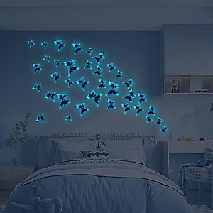 Glow in The Dark Butterfly Wall Decals Blue Luminous Butterfly Wall Stickers Wall Art Butterfly Decor DIY Wall Decals for Kids Girls Bedroom Bathroom Decorations
