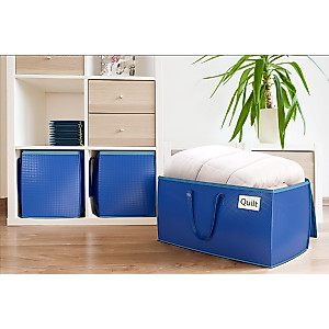 4-Pack Packing Bags for Moving with Handles - Extra Large Storage Bags Heavy Duty, Moving Boxes & Bins Alternative, Blue College Moving Totes for Clothes