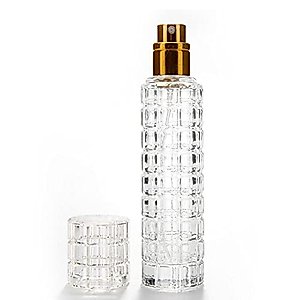 Spray Bottle, Refillable Bottle, Travel Portable Perfume Atomizer Skin Care Tool, Empty Sample Vials Dispenser, Transparent Cosmetic Container(Gold)