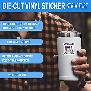 Live Laugh Toaster Bath Sticker, Funny Motivational Sticker, Cute Sticker, Inspirational Sticker, Water Assitant Die-Cut Vinyl Funny Decals for Laptop, Phone, Water Bottles, Kindle Sticker